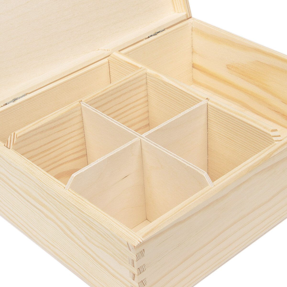 Boîte de rangement en bois avec 6 compartiments et couvercle